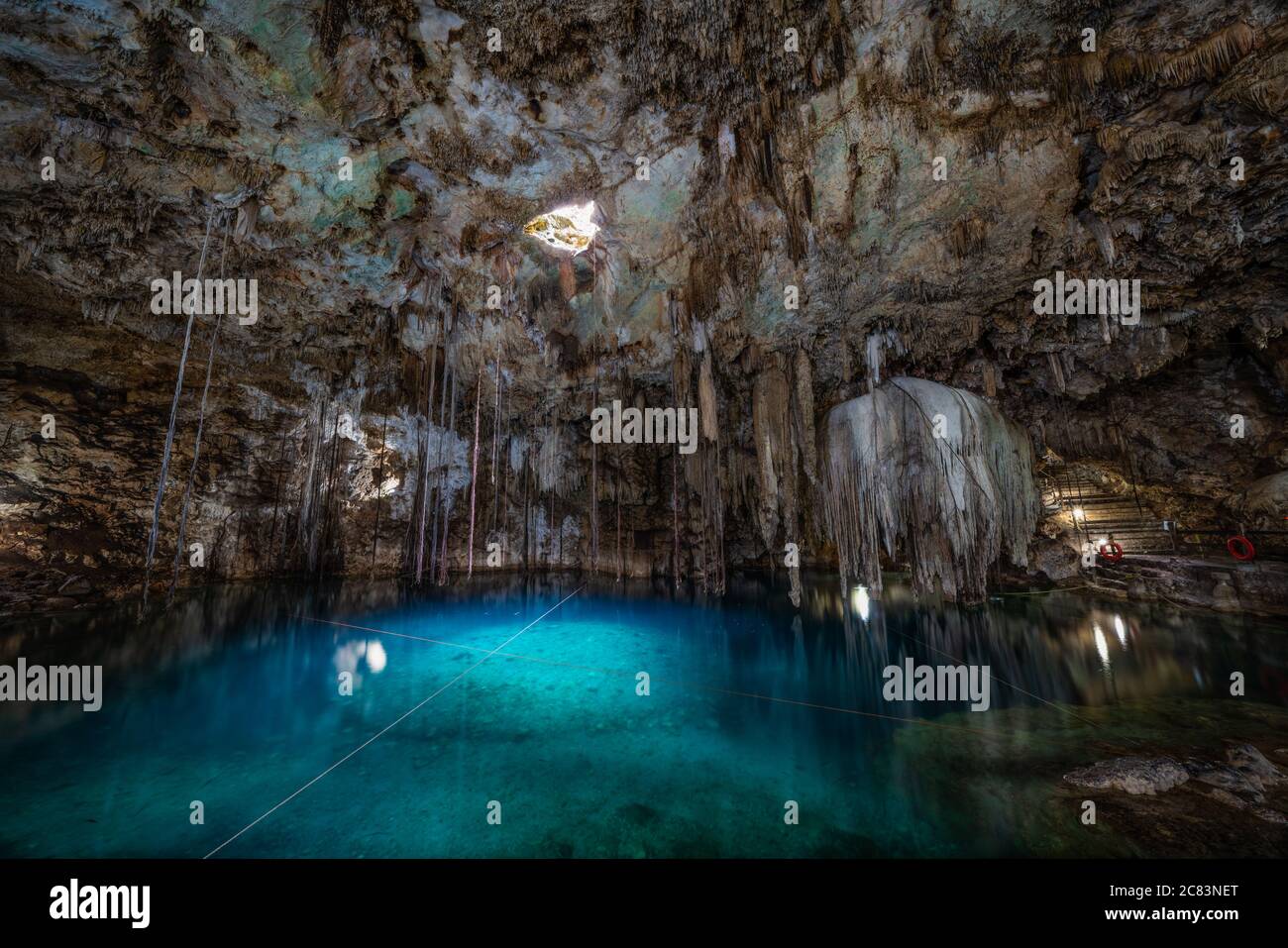 Stalagtite mineral formations over Cenote Xkeken near Dzitnup, Yucatan ...