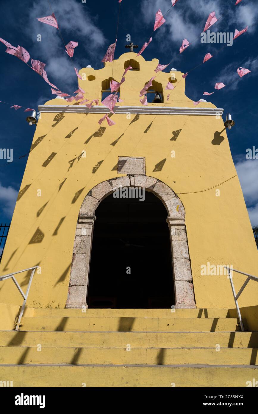 Banners over the small 16th Century Spanish colonial Chapel of Our Lady ...