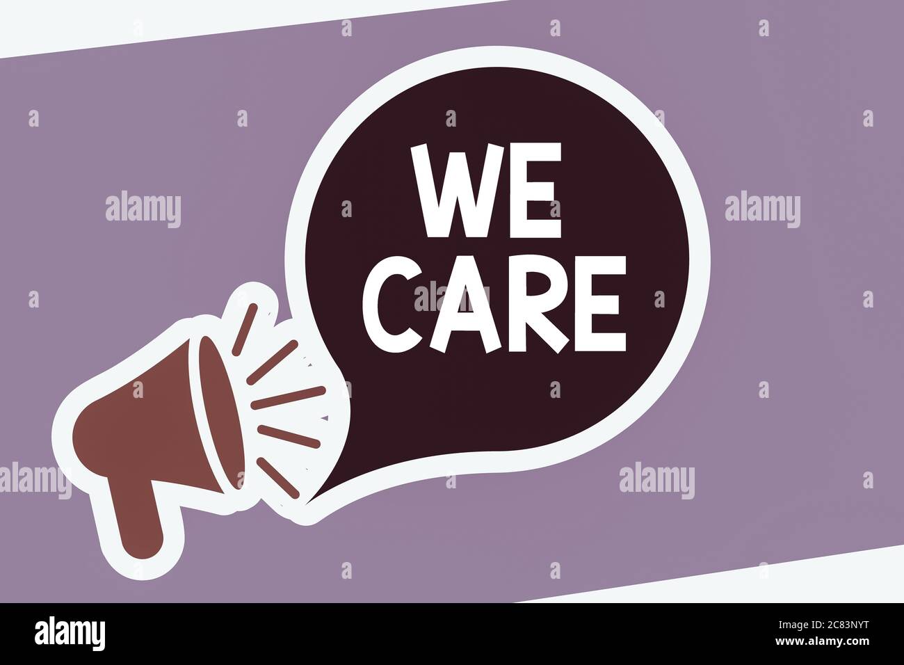 Text sign showing We Care. Business photo showcasing Cherishing ...