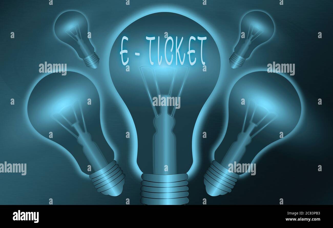 Conceptual hand writing showing E ticket. Concept meaning flight booking for which the details ...