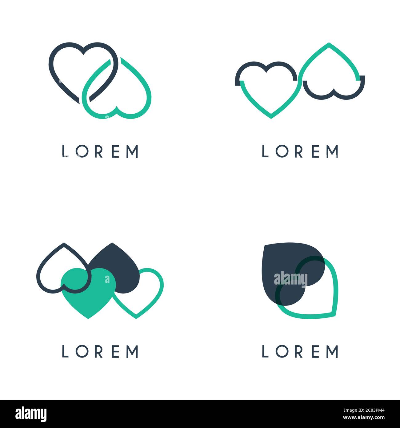 a collection of 4 packs of heart logos are intersected, there is a ...