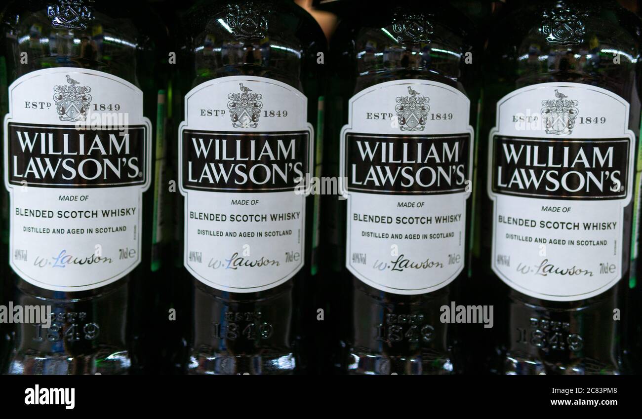 Tyumen, Russia-July 12, 2020: Bottles of William Lawson's whiskey on ...