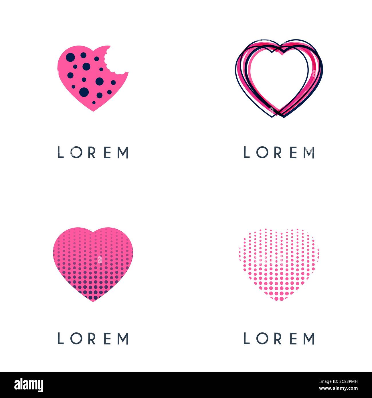 4 pack of heart logo pink and halftone. for company and corporate logos ...