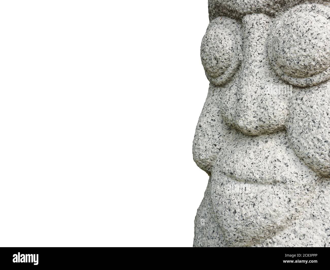 Close up Isolated Asia rock statue Face on the white background ...