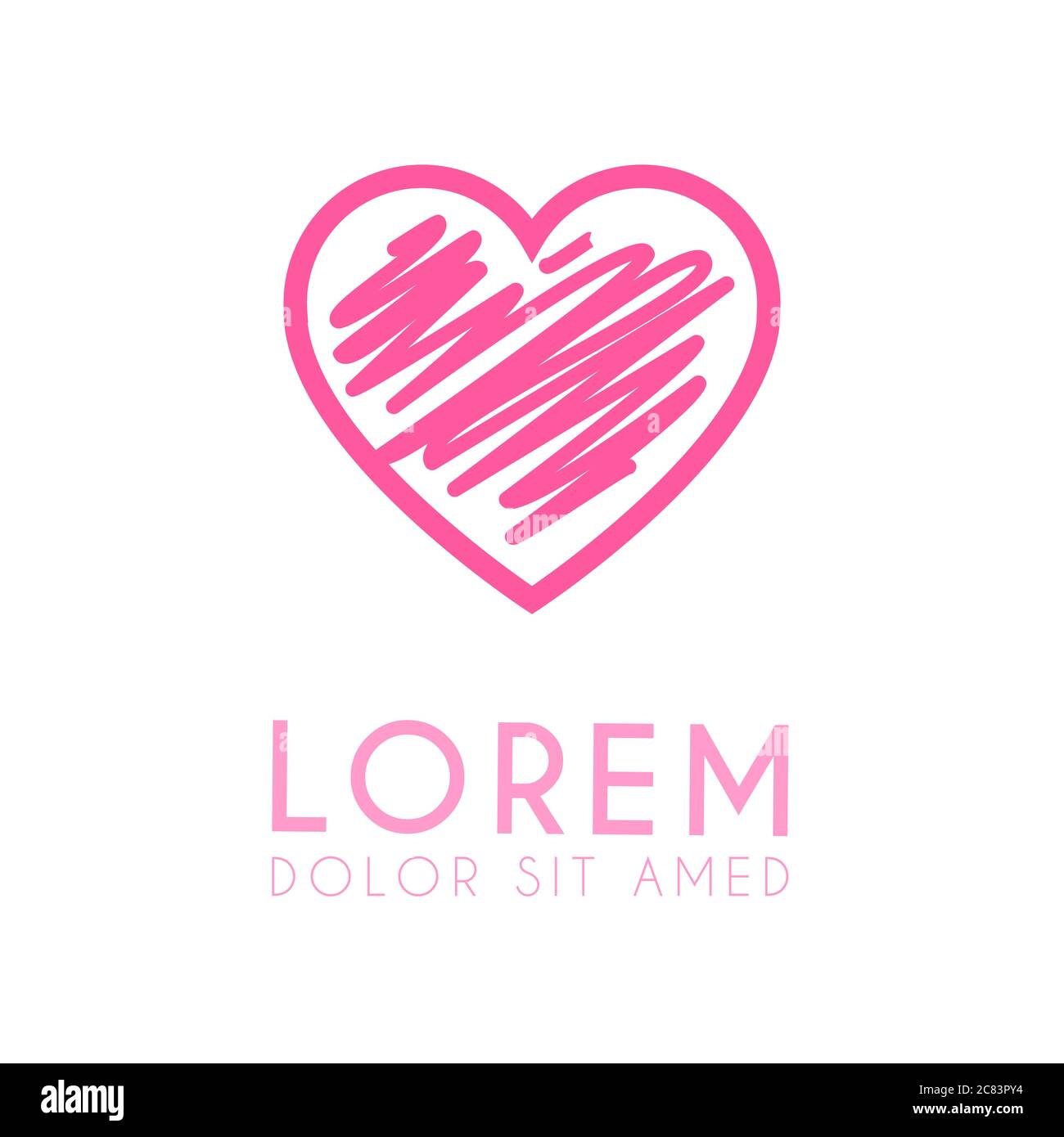 Logo heart-shaped lines with graffiti in the middle is pink. for ...