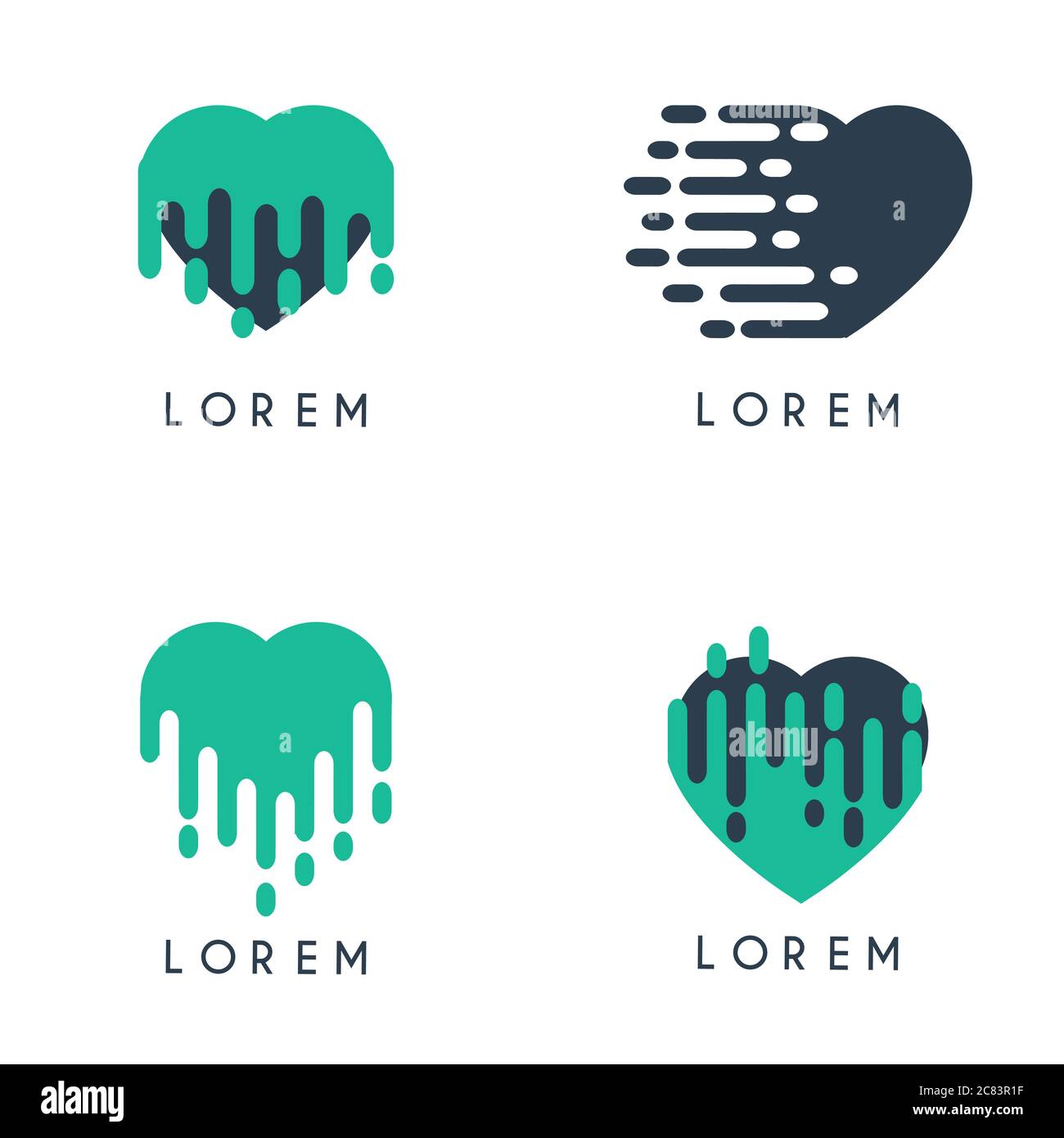2 collections of breathtaking logos covered by liquid from the top and ...