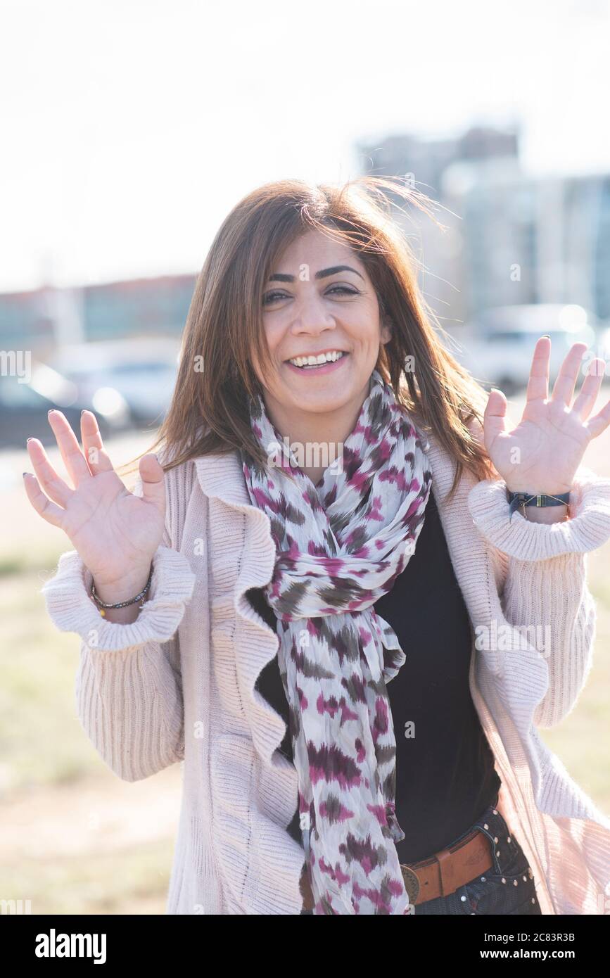 Happy ethnic woman 40s hi-res stock photography and images - Alamy