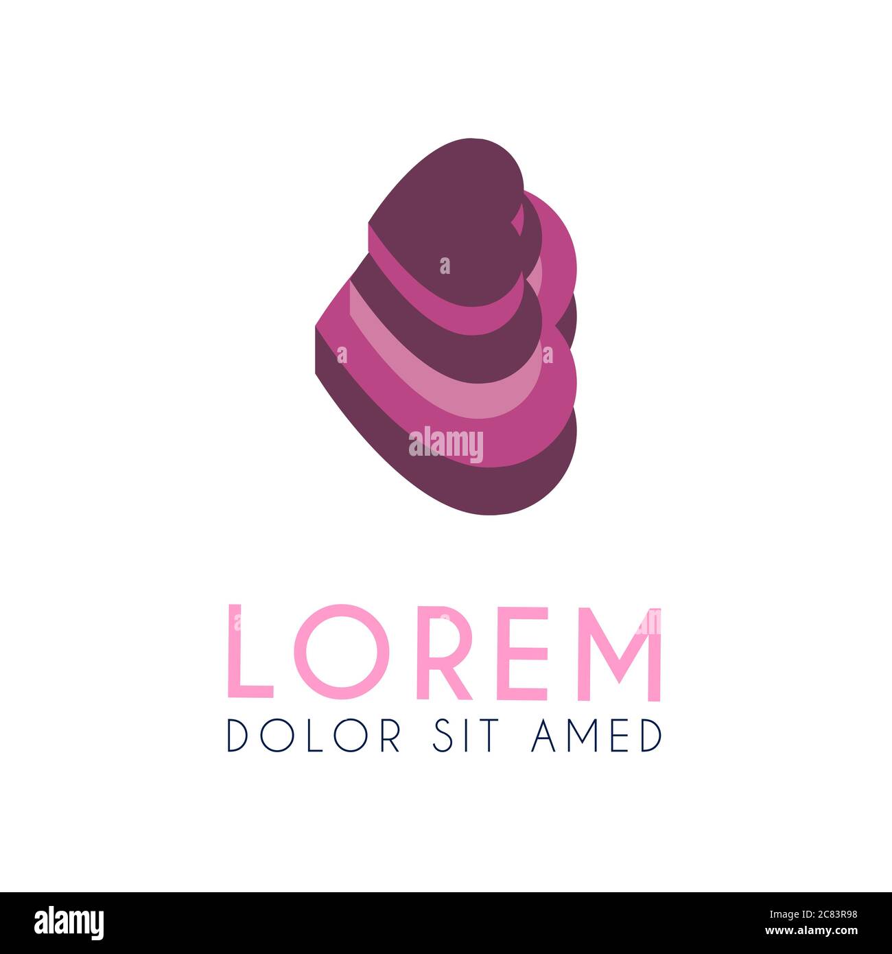 Logo hearts are stacked to form a pink birthday cake. for company and ...