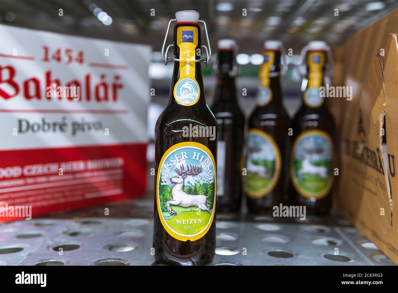 Tyumen, Russia-July 12, 2020: Weisser Hirsch-light unfiltered wheat ...