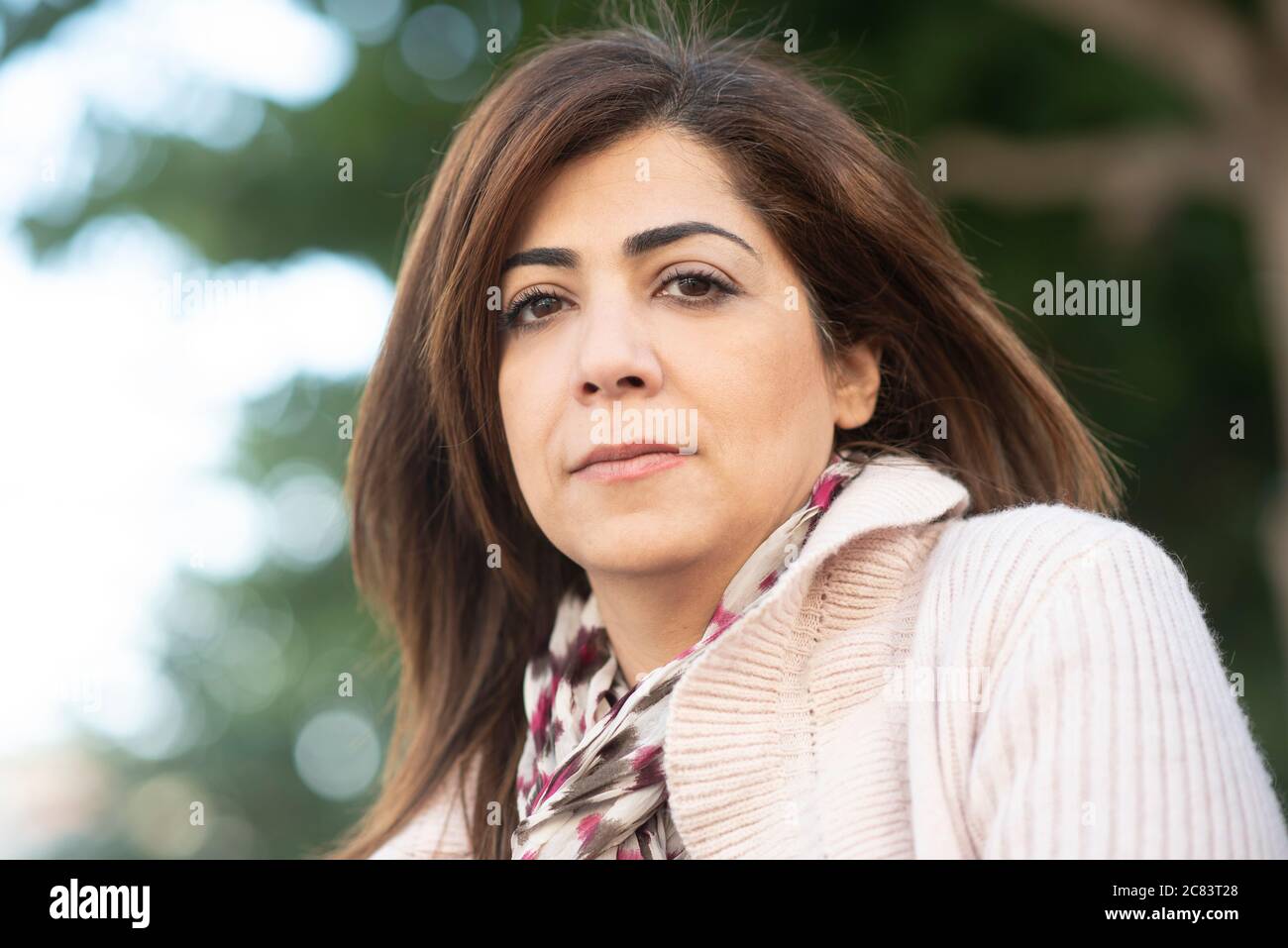 Female face portrait serious hi-res stock photography and images - Alamy