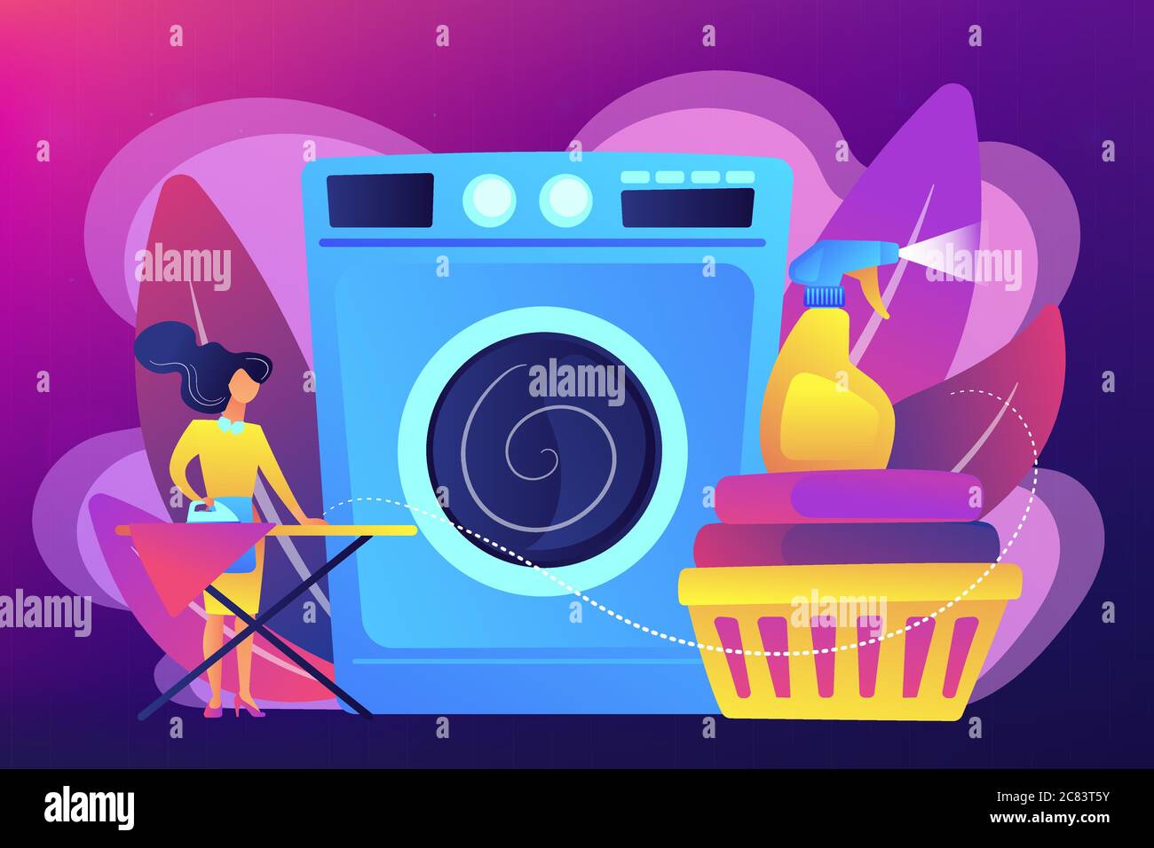 Dry cleaning and laundering concept vector illustration Stock Vector ...