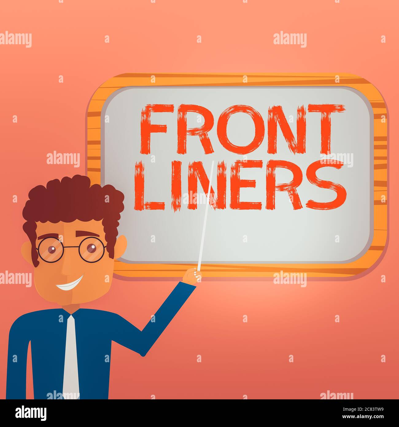 Conceptual hand writing showing Frontliners. Concept meaning most ...