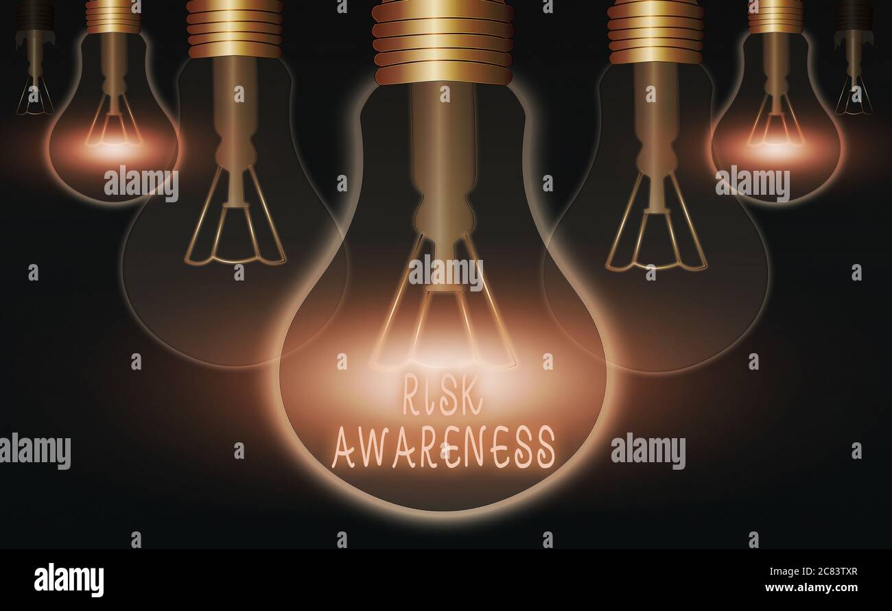 Text sign showing Risk Awareness. Business photo showcasing recognizing ...