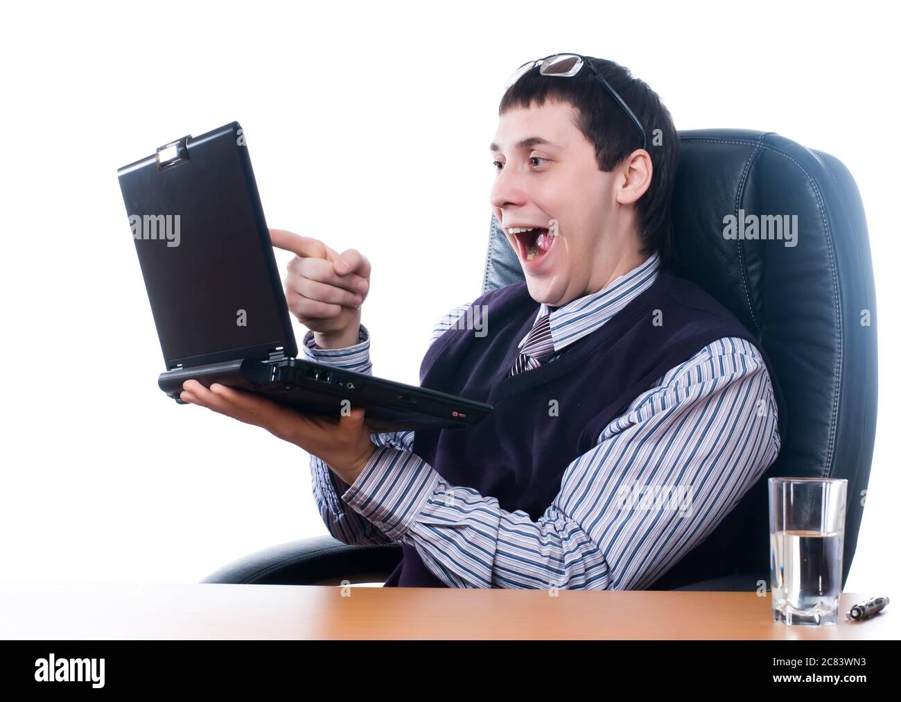 successful man with laptop Stock Photo - Alamy