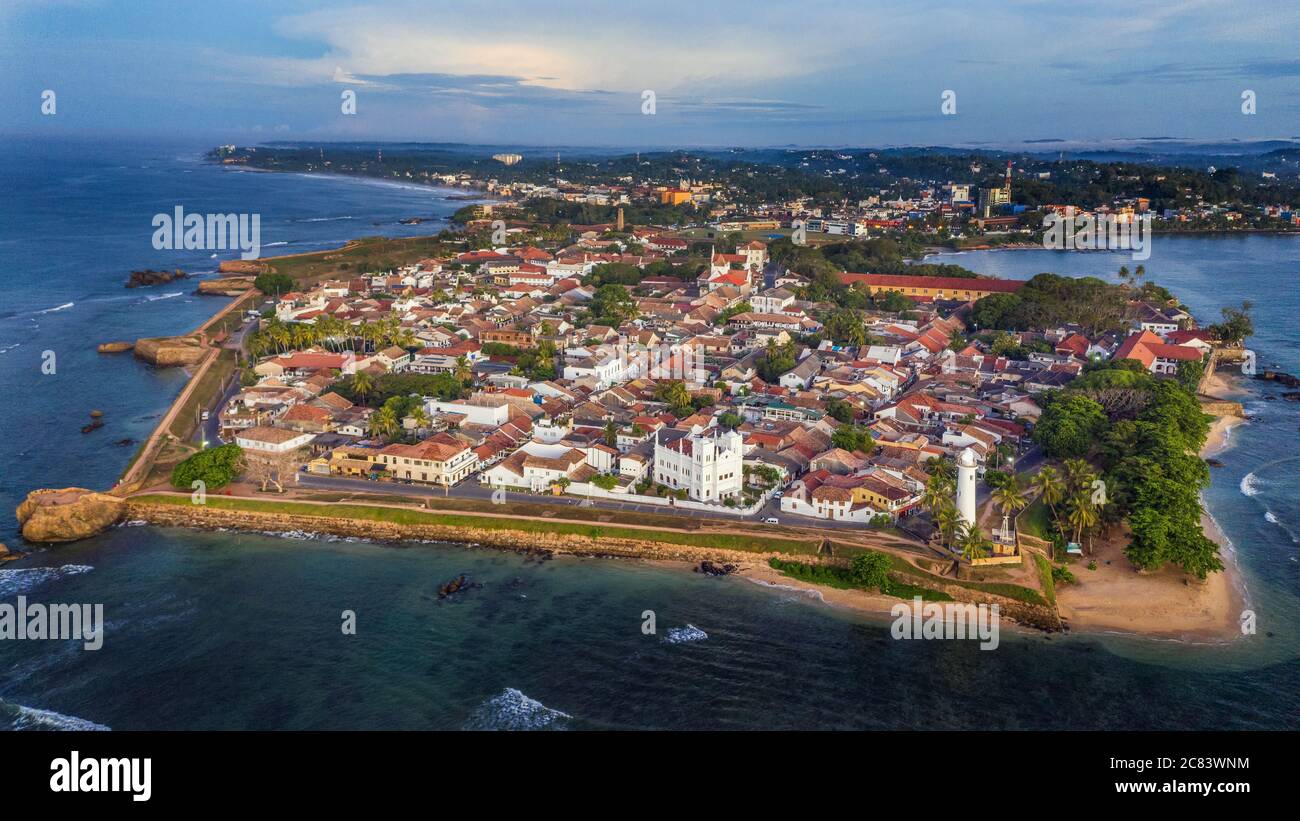 Aerial view of the famous Galle Fort in Sri Lanka with a lot of ...