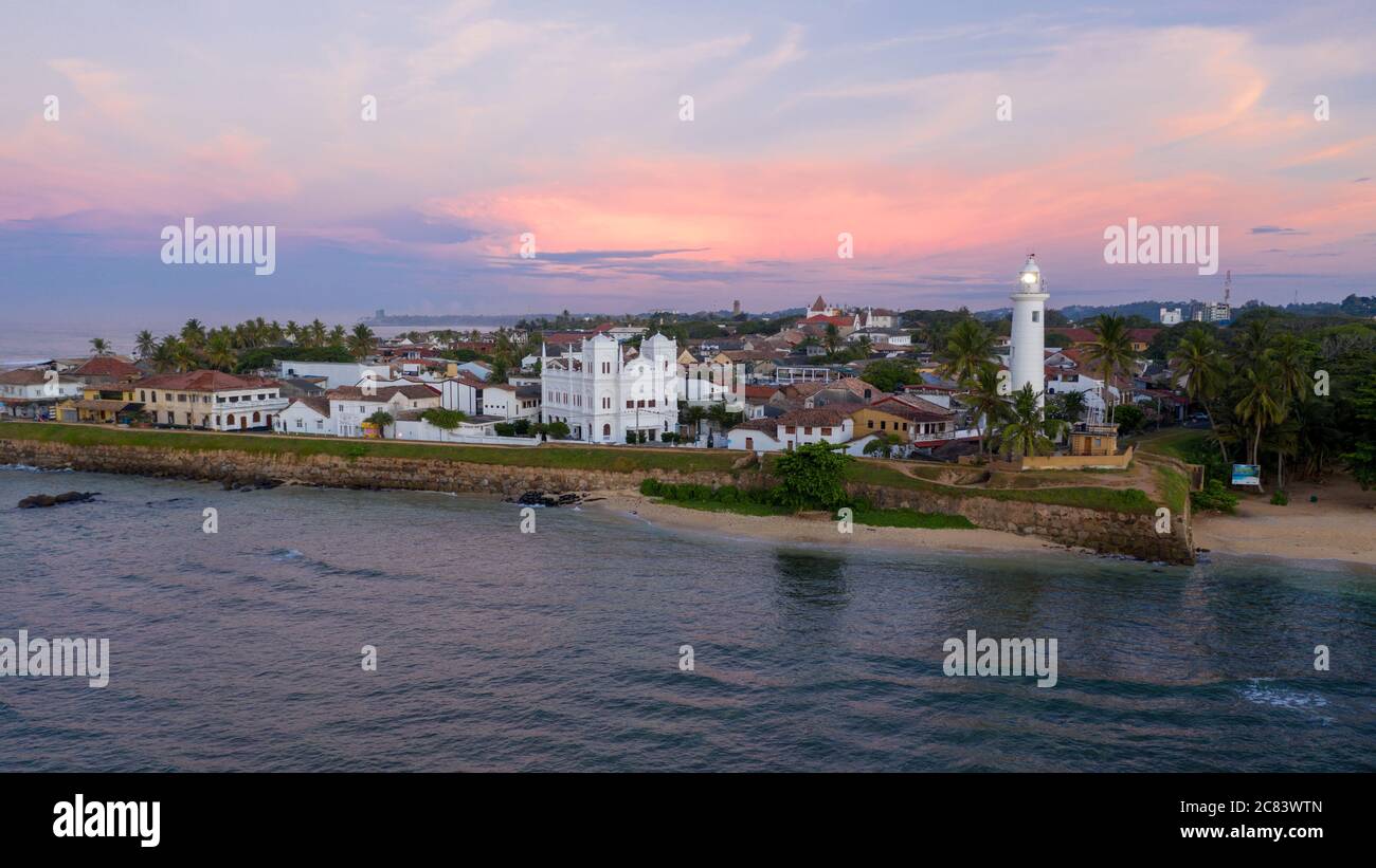 Aerial view of the famous Galle Fort in Sri Lanka during sunset Stock ...