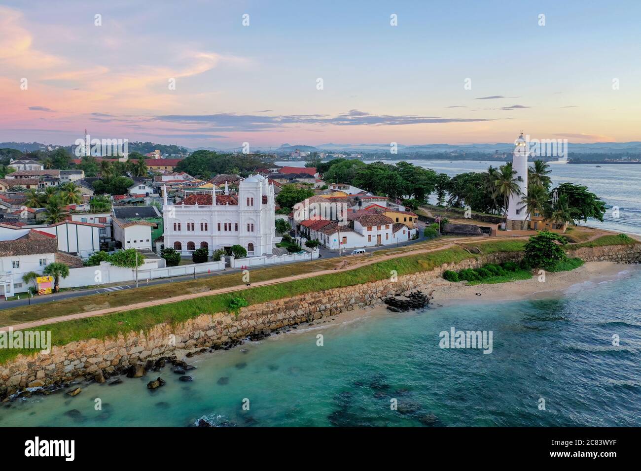 Aerial view of the famous Galle Fort in Sri Lanka during sunset Stock ...