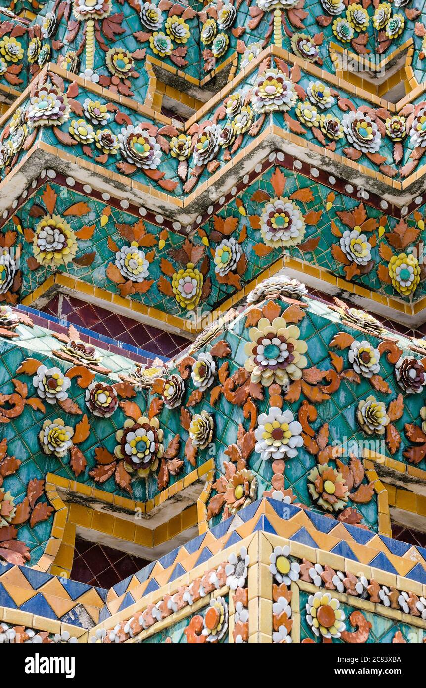 Thai Ornamental Pattern in Traditional Style is Decorated with Colorful ...