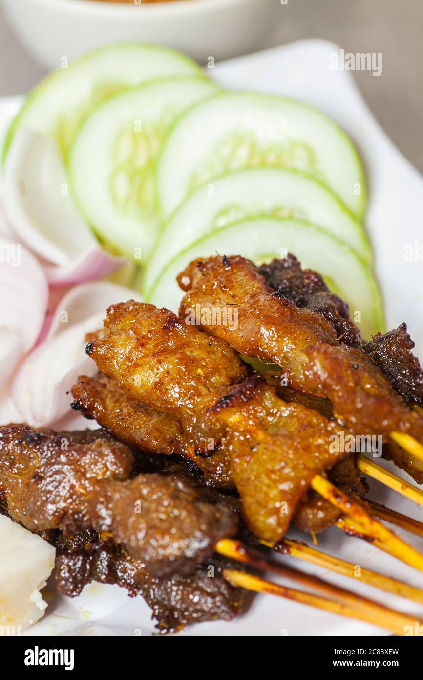 Mixture of mutton and chicken satay can be eat together Stock Photo - Alamy