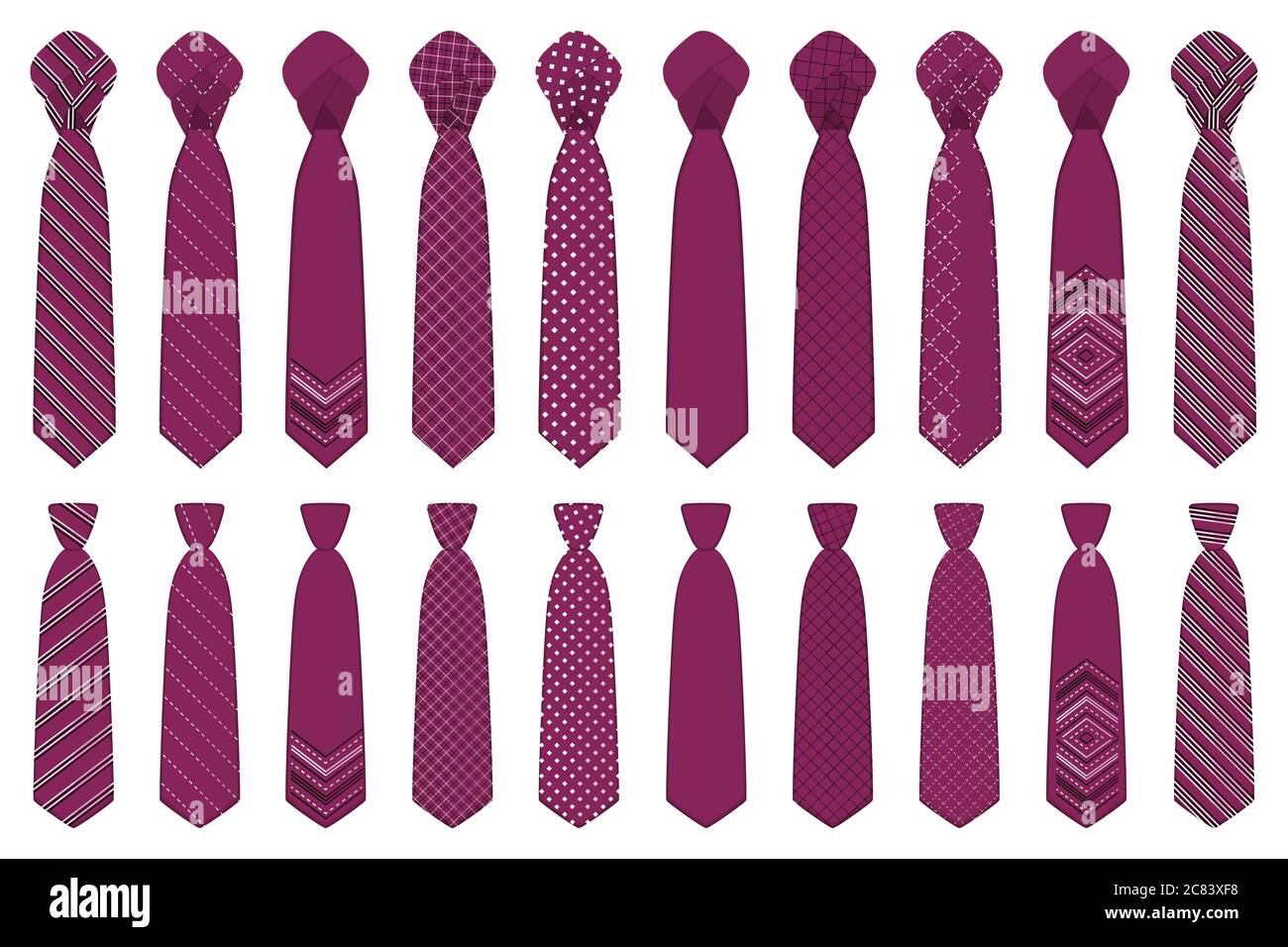 Illustration on theme big set ties different types, neckties various ...