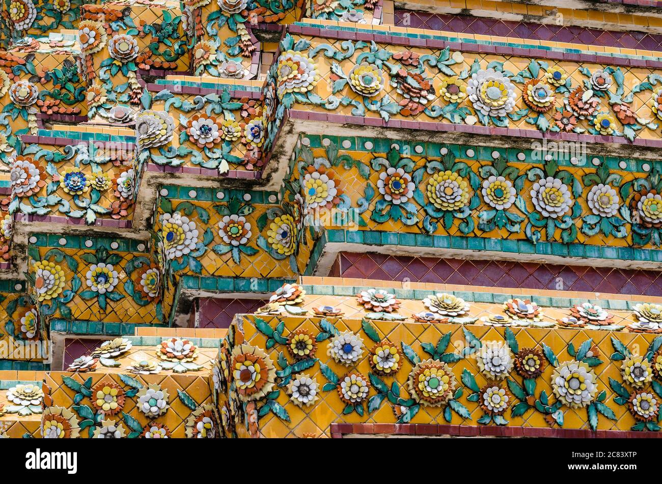Thai Ornamental Pattern in Traditional Style is Decorated with Colorful ...