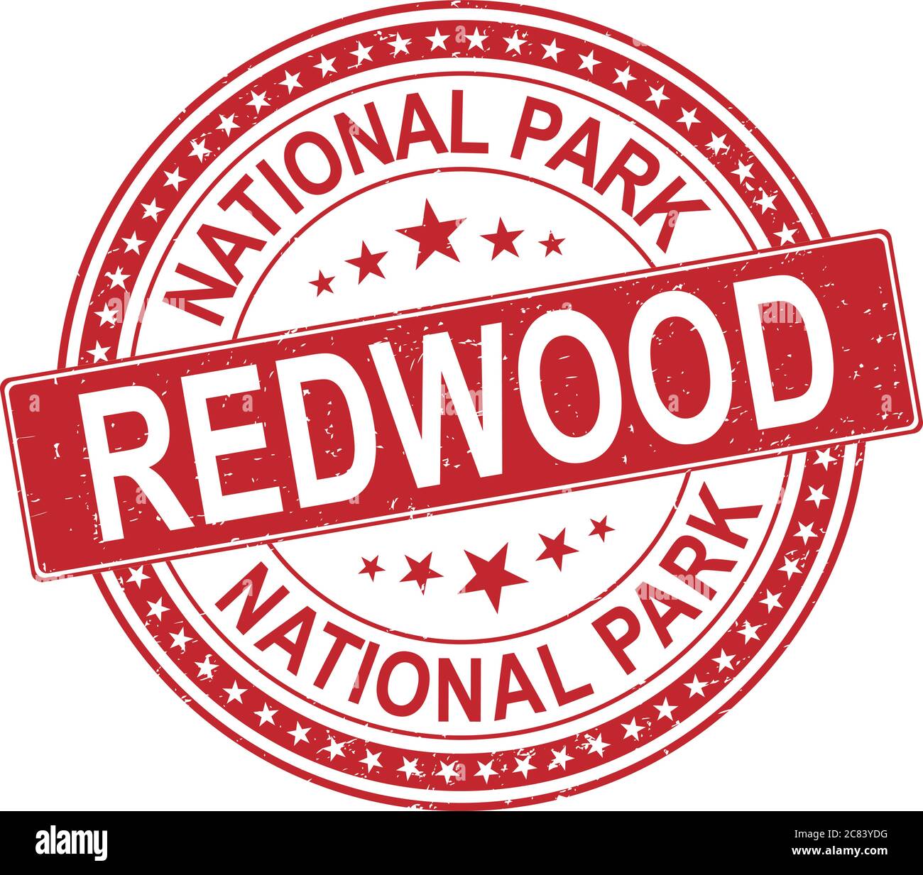 red rubber stamp Redwood National Park, California vector illustration ...