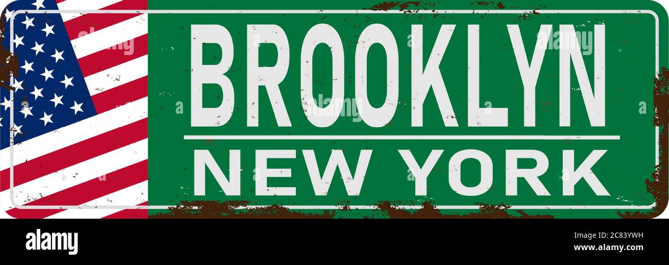 Brooklyn green road sign isolated on white background Stock Vector ...