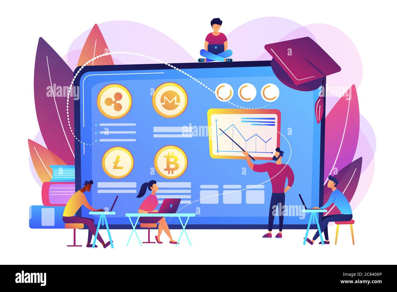 Cryptocurrency trading courses concept vector illustration Stock Vector ...