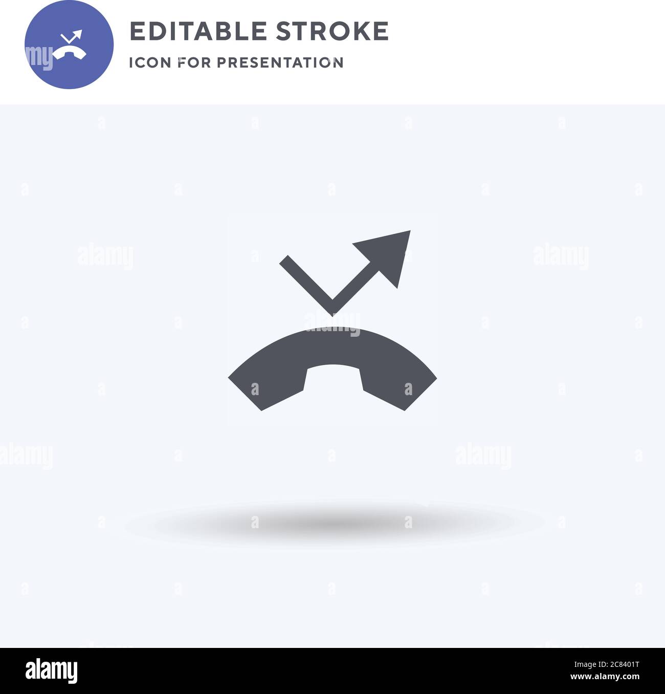 Missed Call icon vector, filled flat sign, solid pictogram isolated on ...