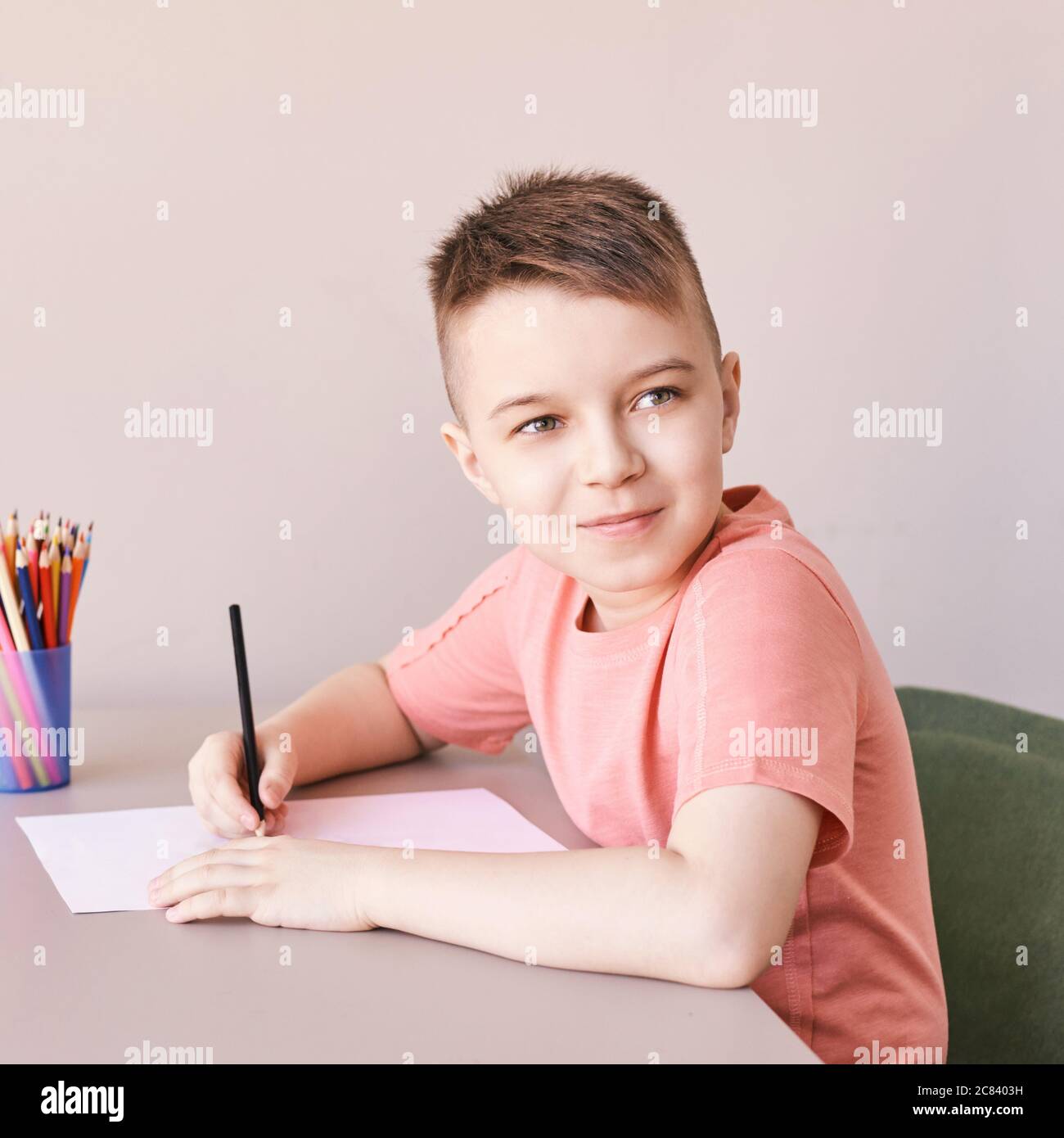 Little boy drawing. Closed Locking Exercise. Homemade routine. School ...