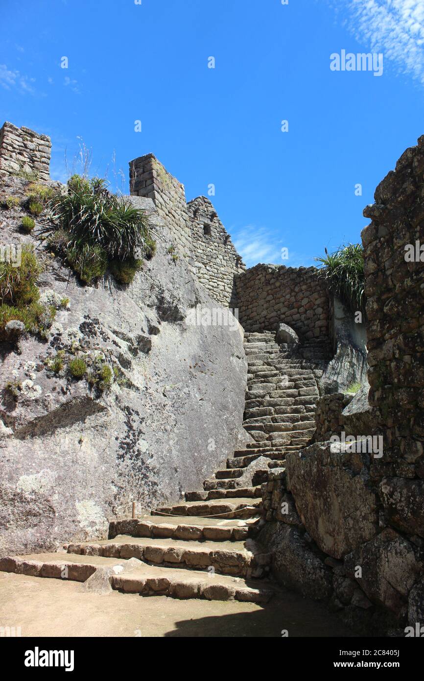 Machu picchu vertical stairs hi-res stock photography and images - Alamy
