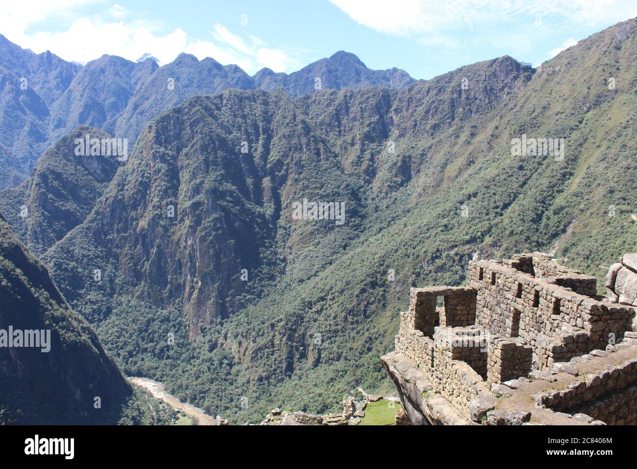 View in the historical place of Machu Picchu located in the Andes ...