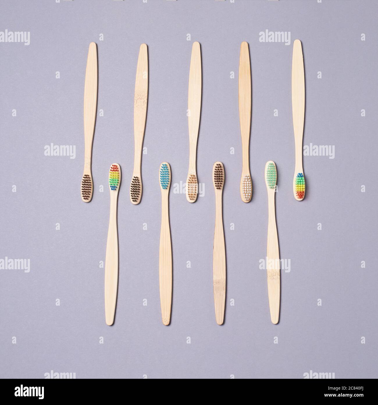 Set of bamboo toothbrushes. Different color Stock Photo - Alamy