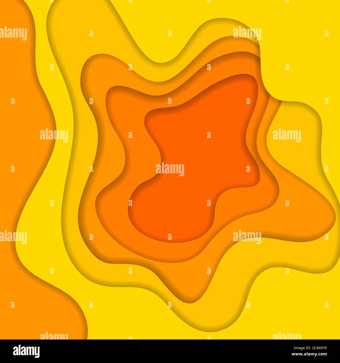Abstract yellow 3D paper cut background. Abstract wave shapes. Vector ...