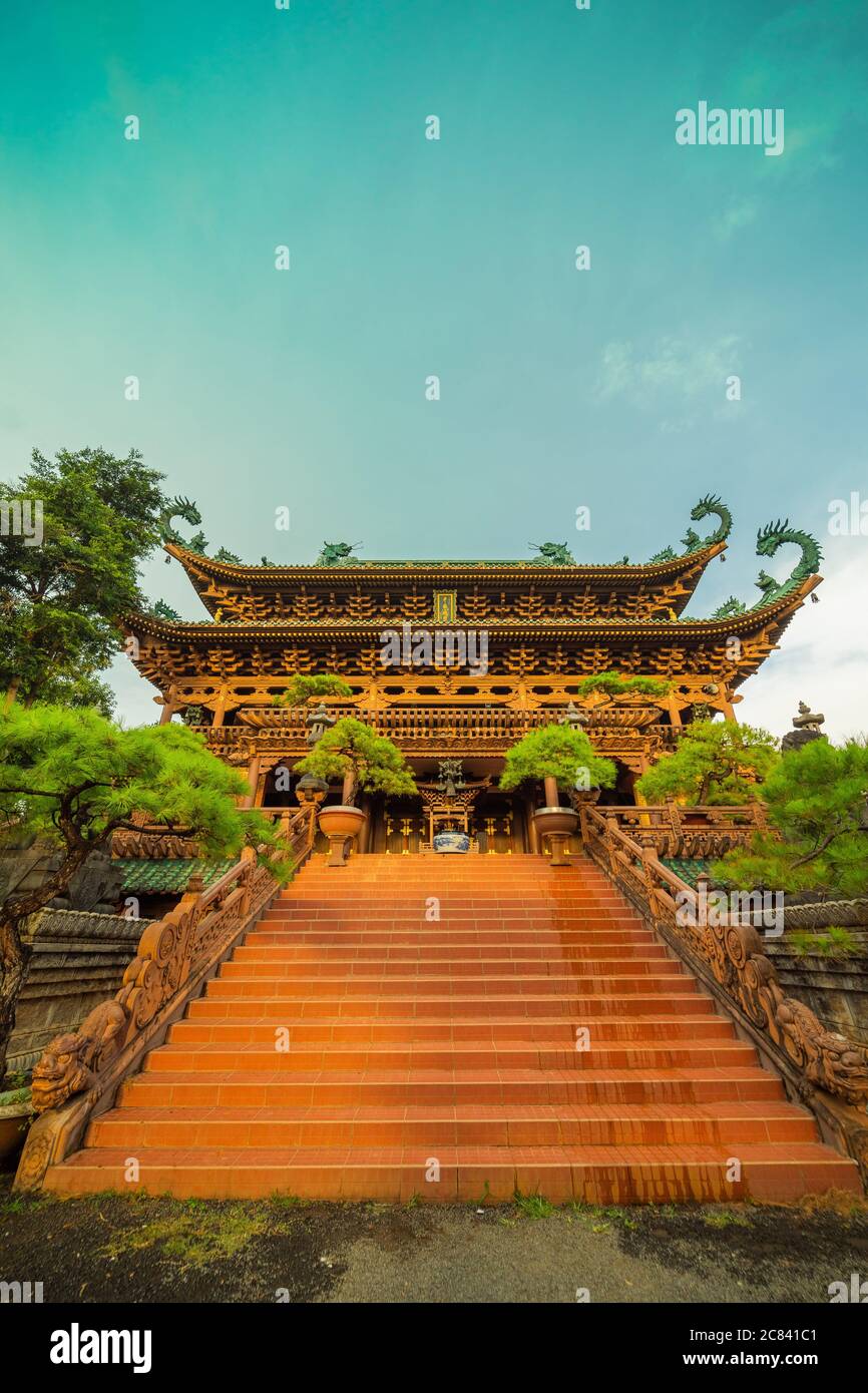 Pleiku, Vietnam - 11 July 2020: Minh Thanh pagoda, a majestic Buddhist ...