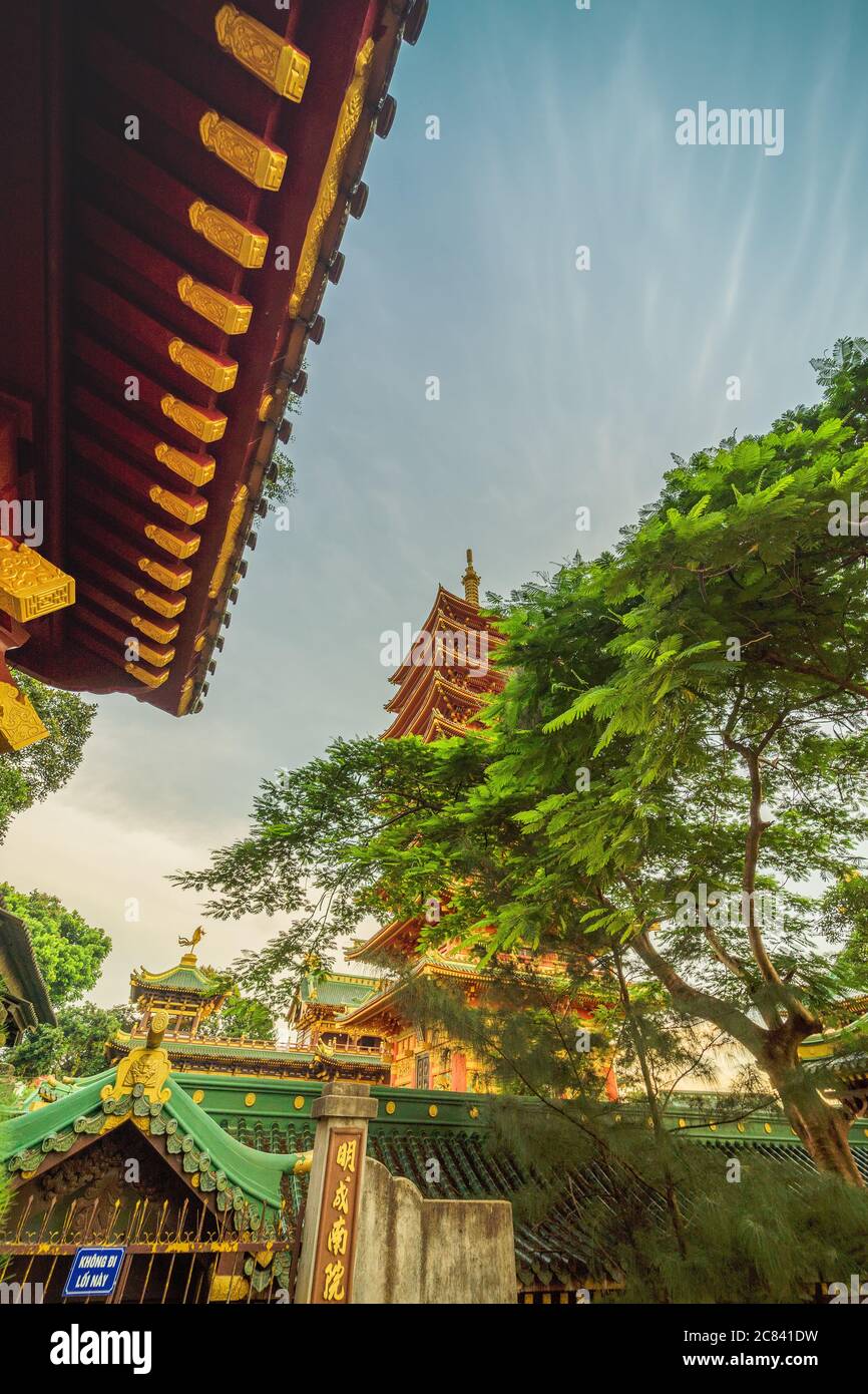 Pleiku, Vietnam - 11 July 2020: Minh Thanh pagoda, a majestic Buddhist ...