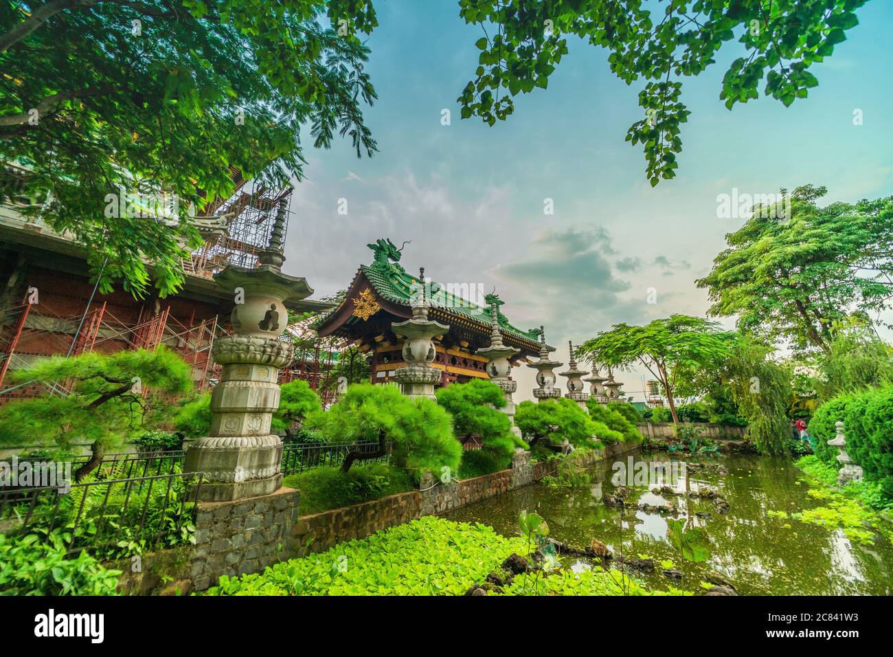 Pleiku, Vietnam - 11 July 2020: Minh Thanh pagoda, a majestic Buddhist ...