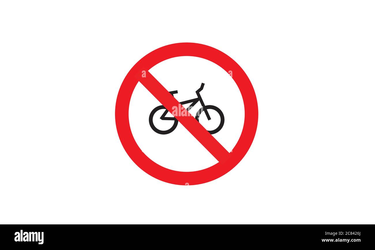 No bicycles prohibition sign ban red and white circle vector ...