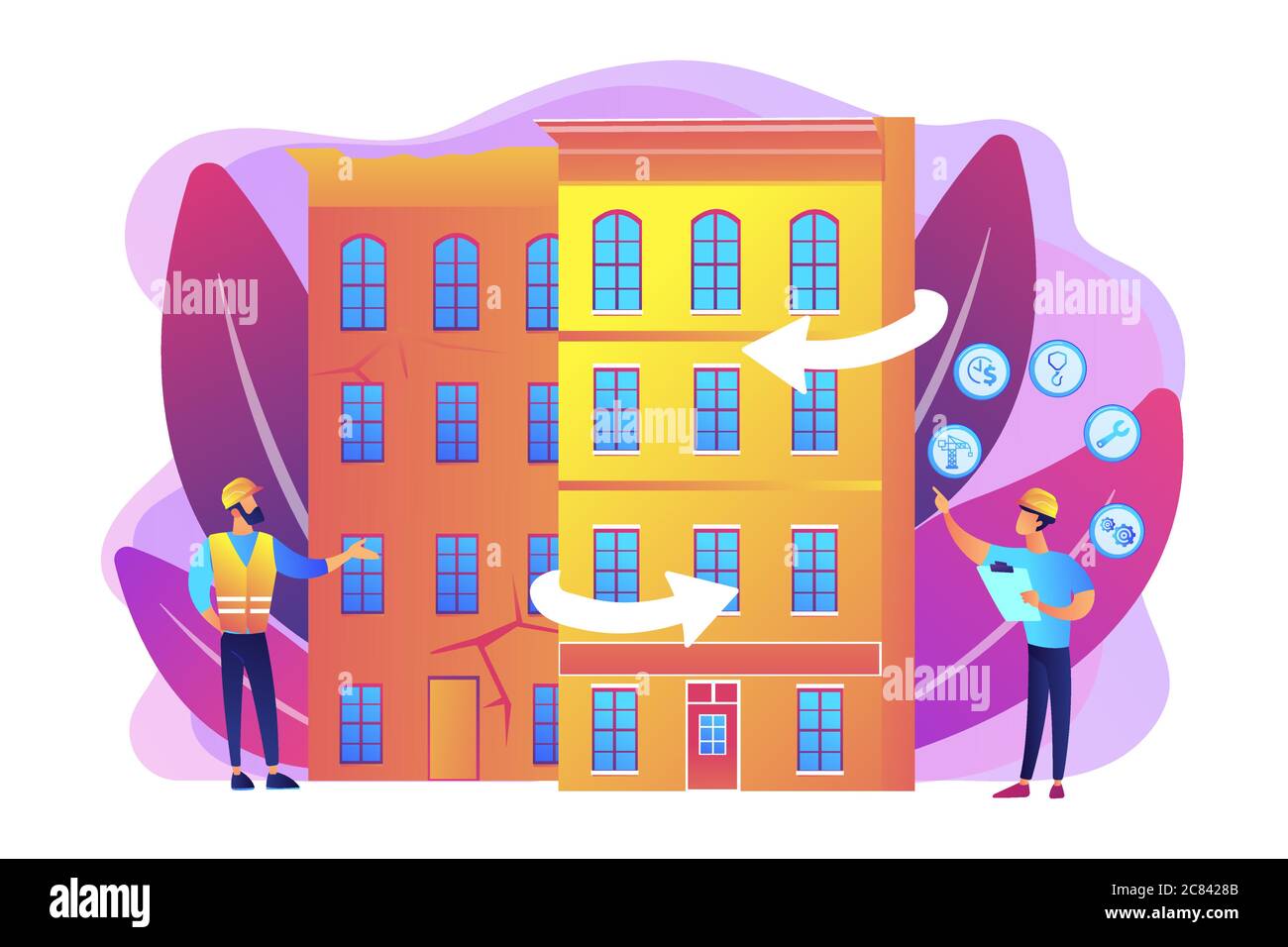 Old buildings modernization concept vector illustration Stock Vector ...