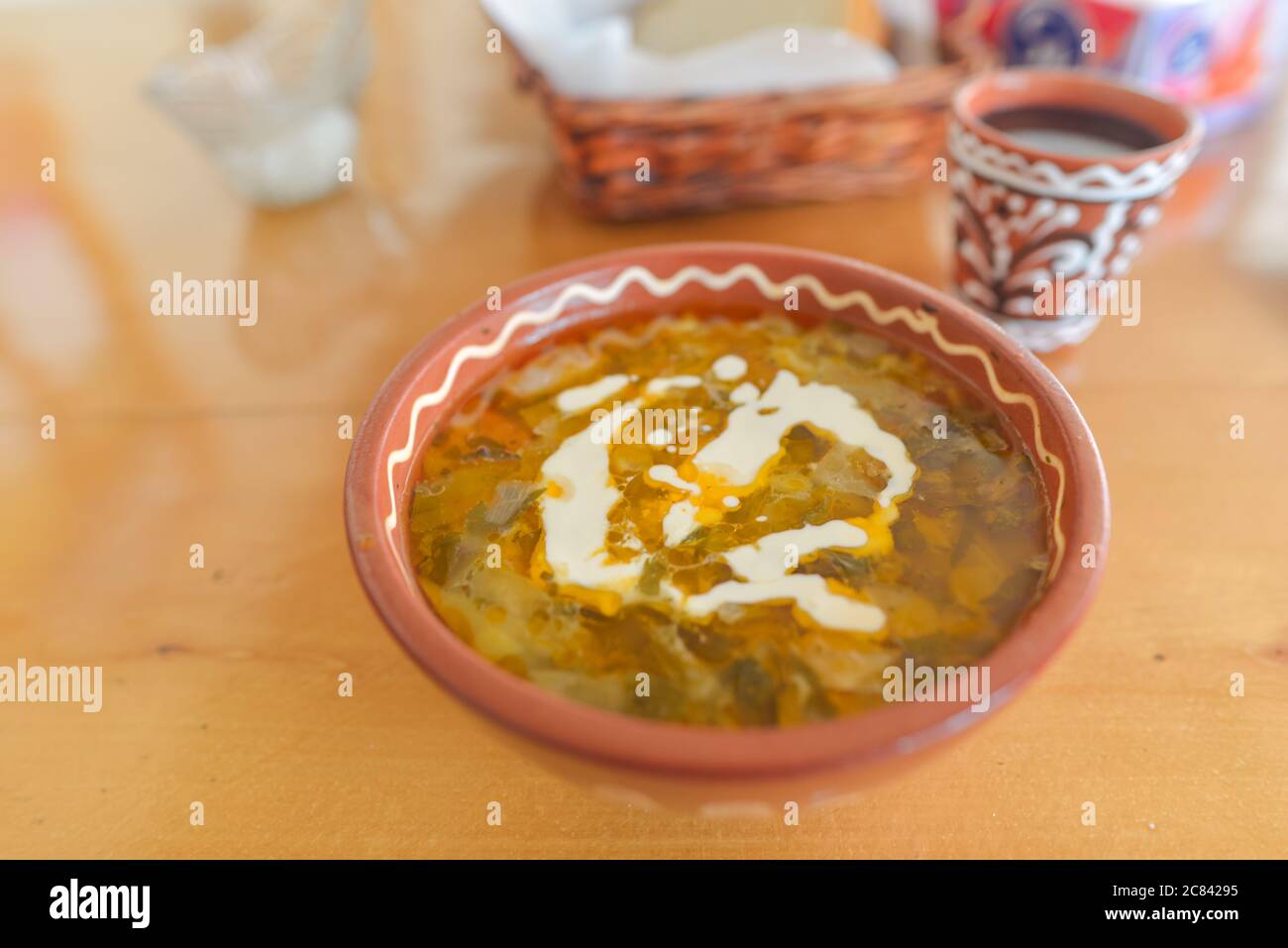 Trebujeni / Moldova - May 15, 2020: traditional moldovan food served on ...