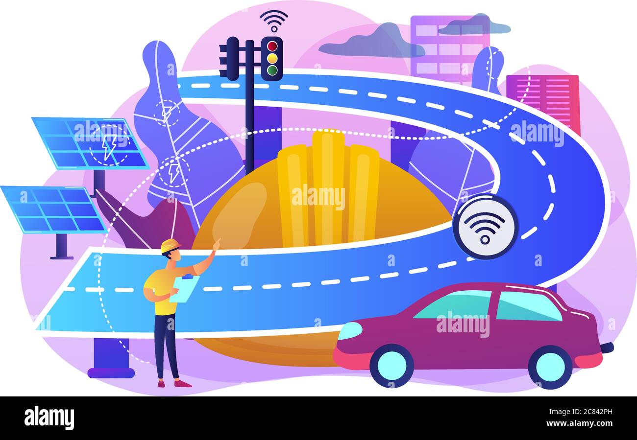 Smart roads construction concept vector illustration Stock Vector Image ...
