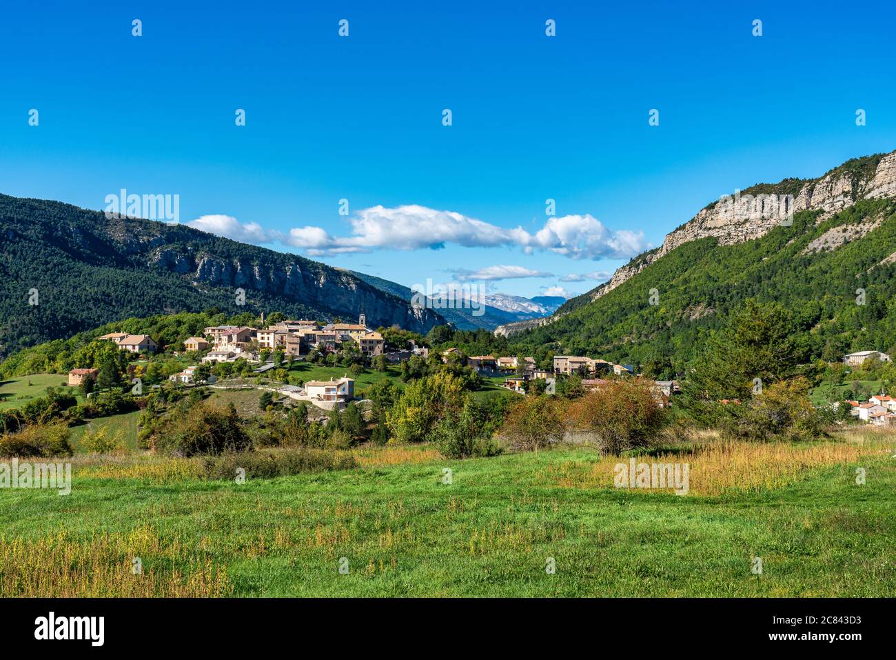 Village of Saint Julien du Verdon at Lac de Castillon in Provence ...