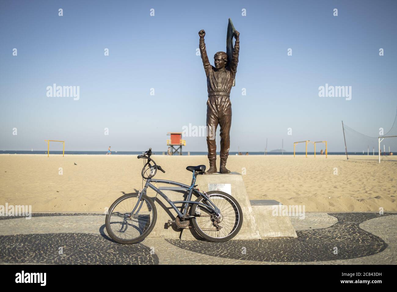 RIO DE JANEIRO, BRAZIL - Jun 12, 2020: Bicycle leaning on pedestal of ...