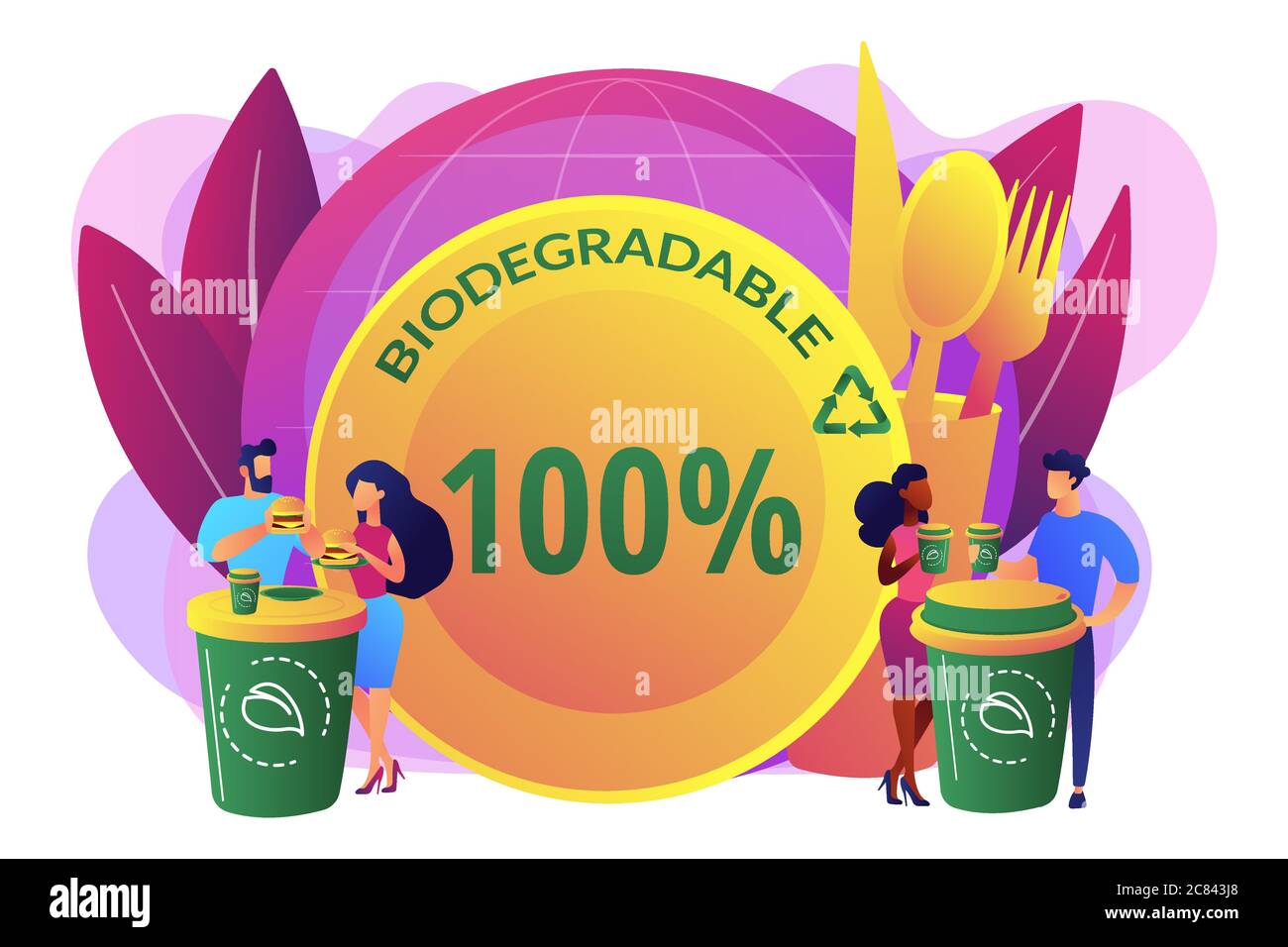 Biodegradable disposable tableware concept vector illustration Stock ...