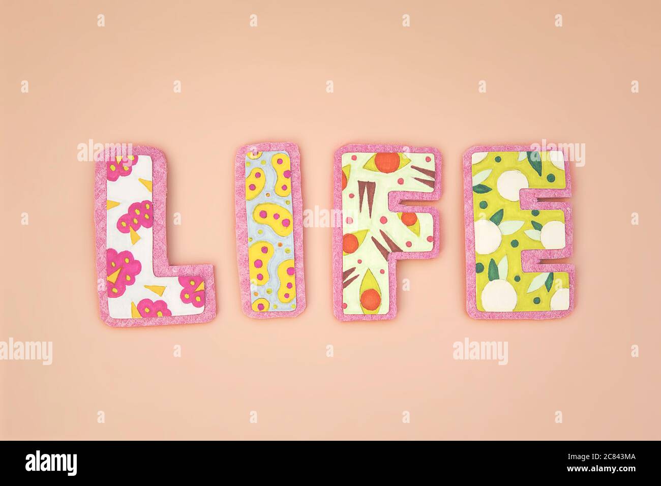 Colorful word 'life' with abstract patterns Stock Photo - Alamy