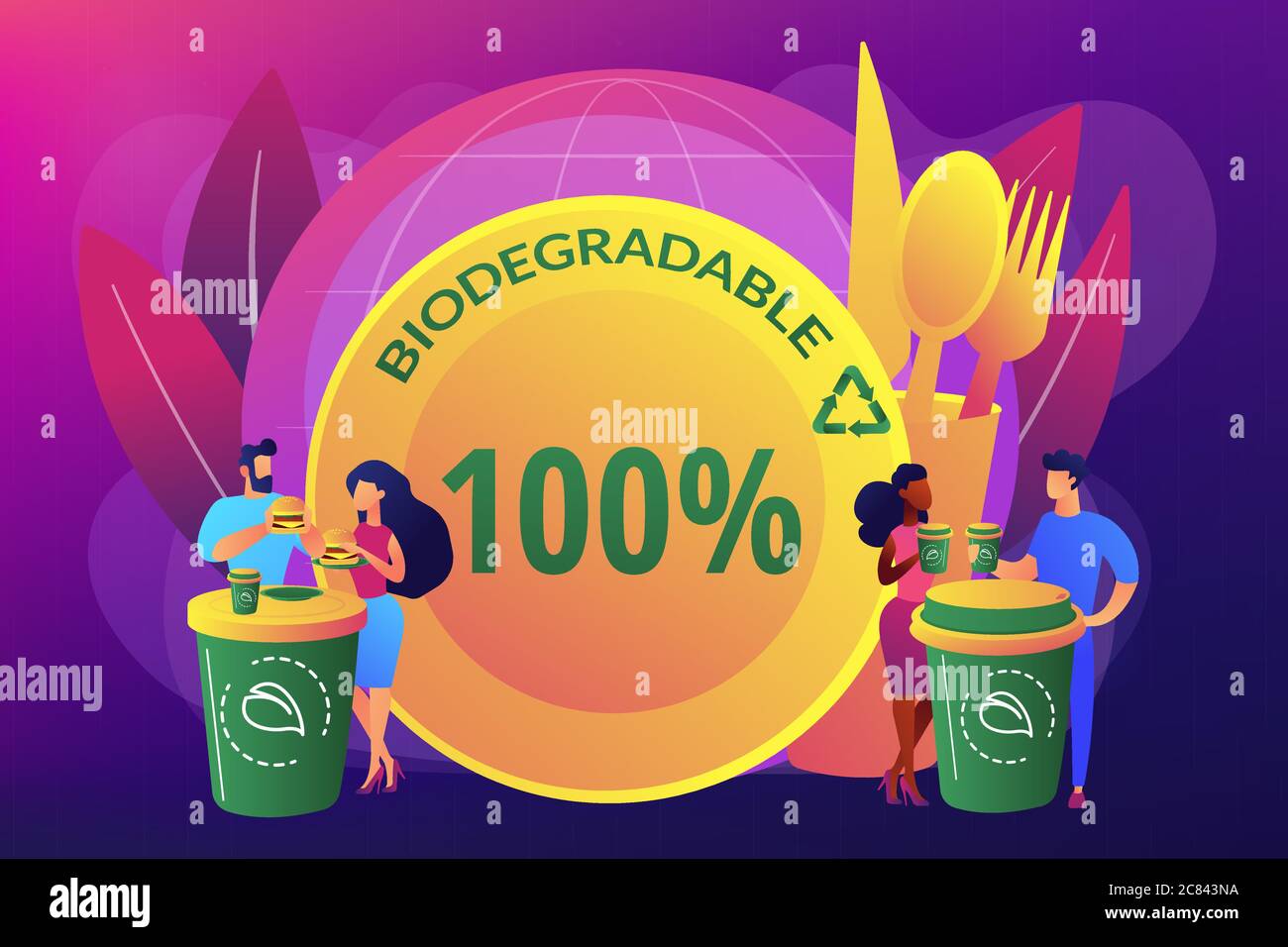 Biodegradable disposable tableware concept vector illustration Stock ...