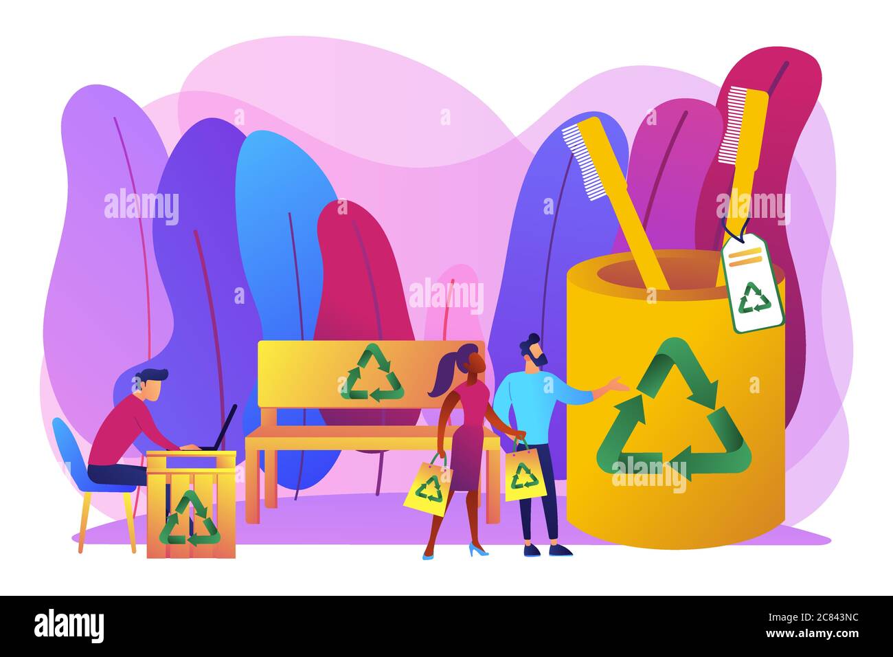 Waste free wood products concept vector illustration Stock Vector Image ...