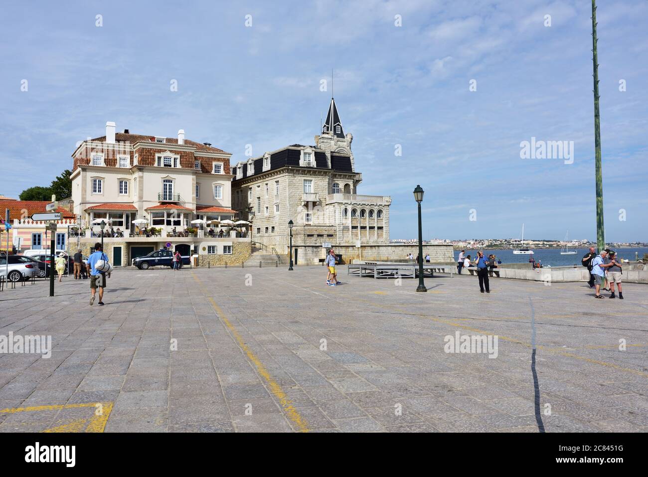 Cascais, Portugal - June 7, 2017: The promenade along the Ribeira beach ...