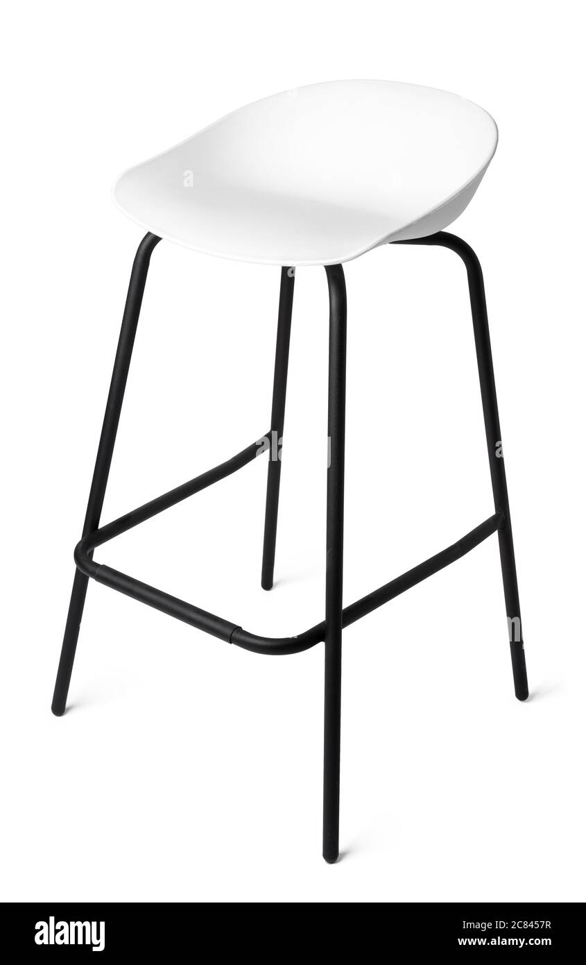 High plastic bar stool isolated on white Stock Photo - Alamy