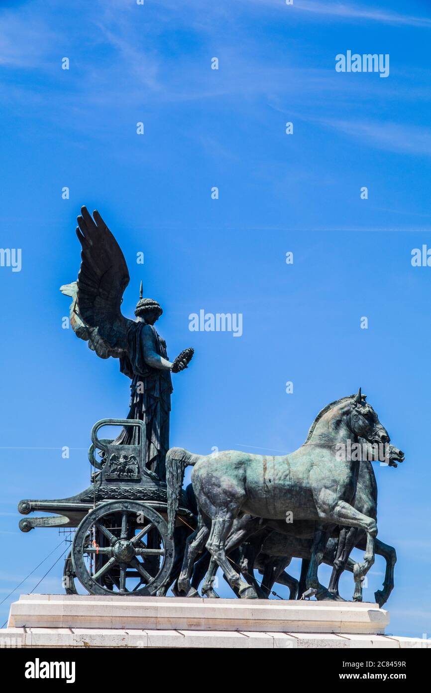 A quadriga atop the Victor Emanuele monument in Rome Italy Stock Photo ...